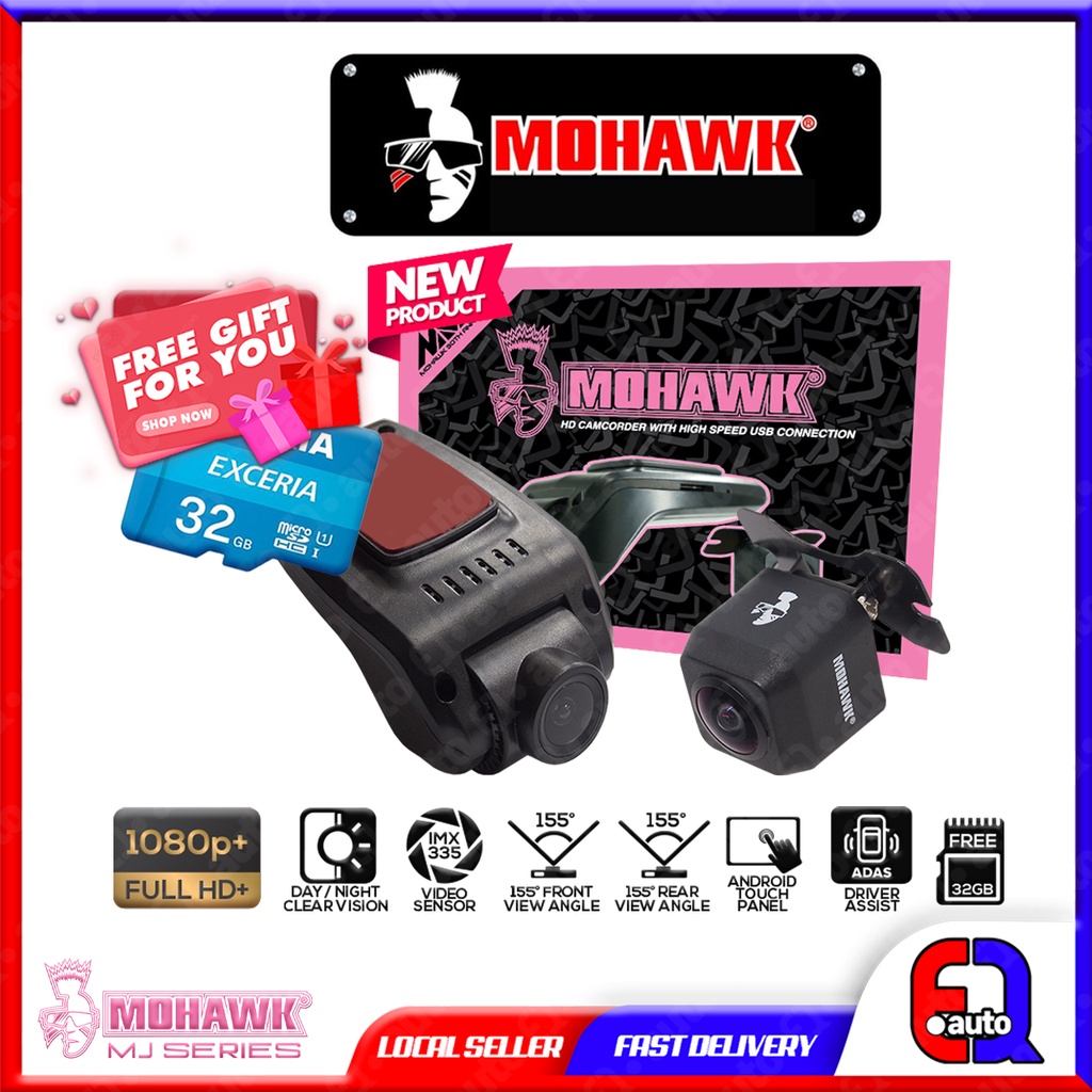 1 YEAR WARRANTY & FREE GIFT Mohawk MJ Series Android HD Front Rear DVR ...