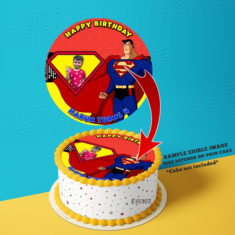 Printing EI Custom Image Superman Edible Image Print Cake Photo Icing ...