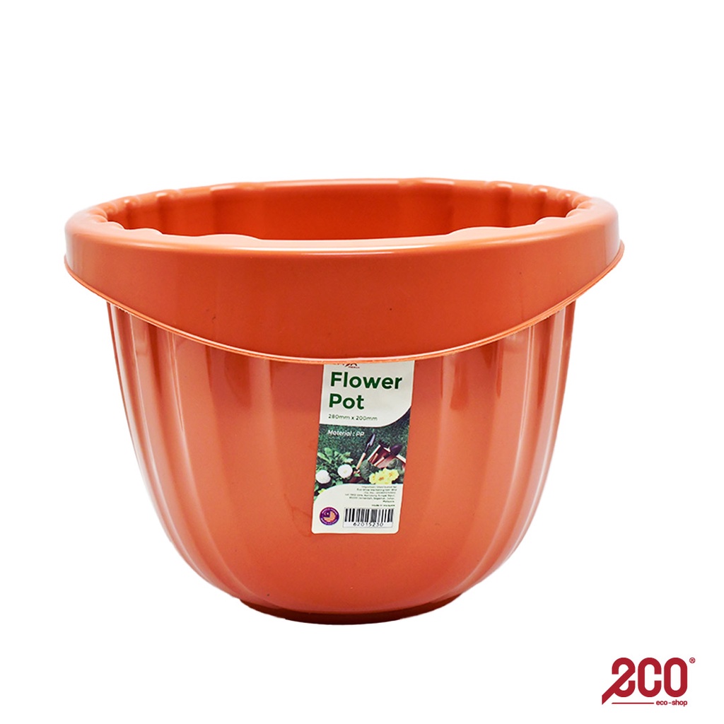 Casa Premium Large Round Flower Pot In Orange Colour (28cm x 28cm x ...