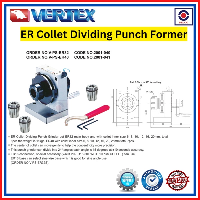 VERTEX TAIWAN V-PS-ER32 ER40 Collet dividing punch former | Shopee Malaysia