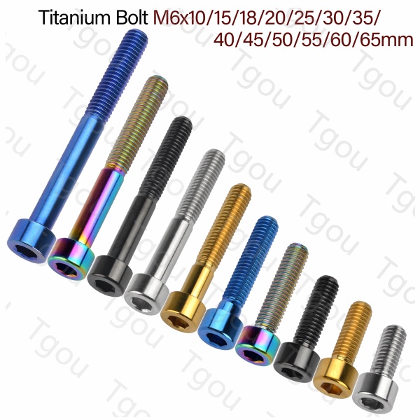 Tgou Titanium Ti Bolts M6x10/15/18/20/25/30/35/40/45mm Cylindrical head ...