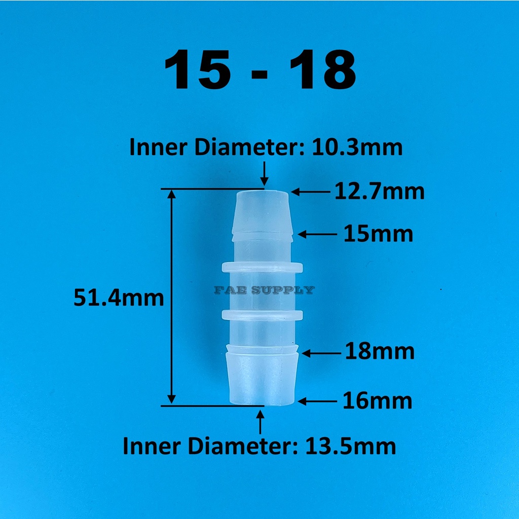 Plastic tube connector straight reducer size 3.5-18mm penyambung tube ...