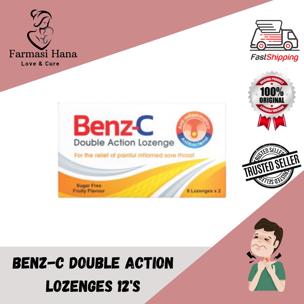 BENZ-C DOUBLE ACTION LOZENGE 12'S | Shopee Malaysia