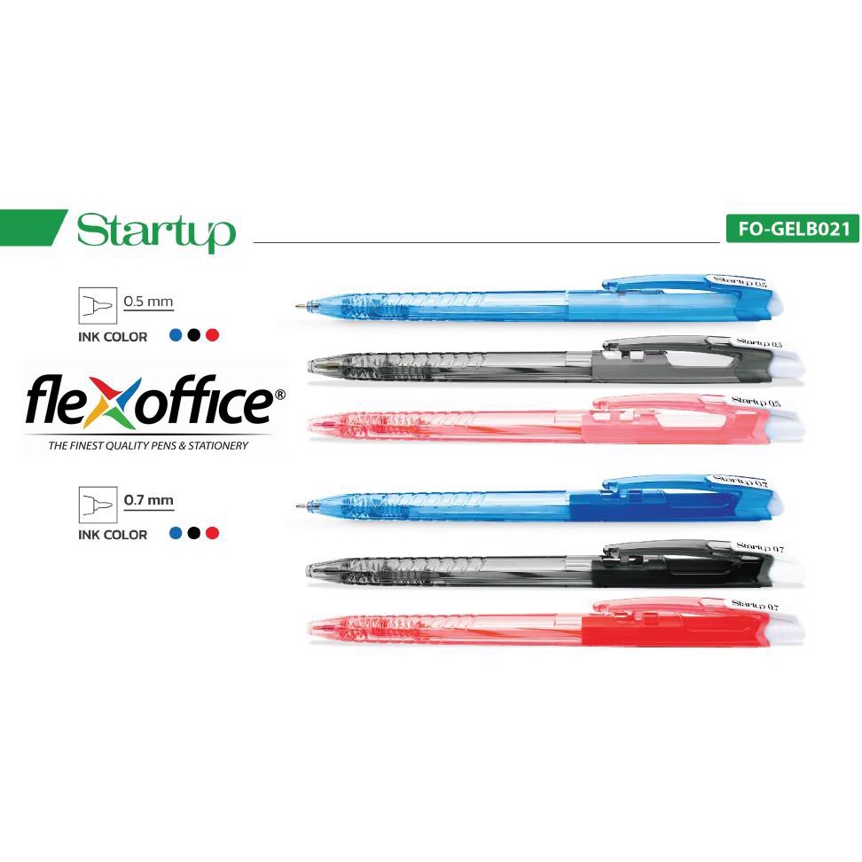 [Box of 12 pcs] Flex Office 0.5mm & 0.7mm Ballpoint Pen Retractable ...