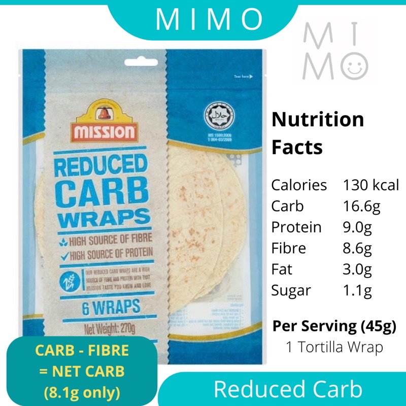 MISSION Tortilla Wrap Reduced Carb Wrap Chia Seed Quinoa Wholemeal High ...