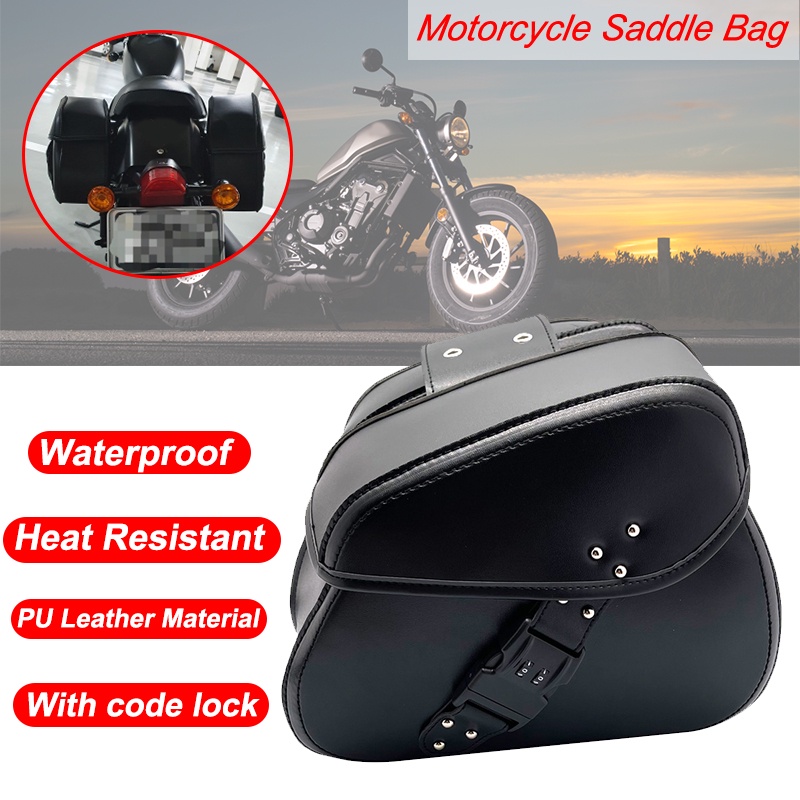 Left Right Universal PU Leather Motorcycle code lock Saddlebag Side ...