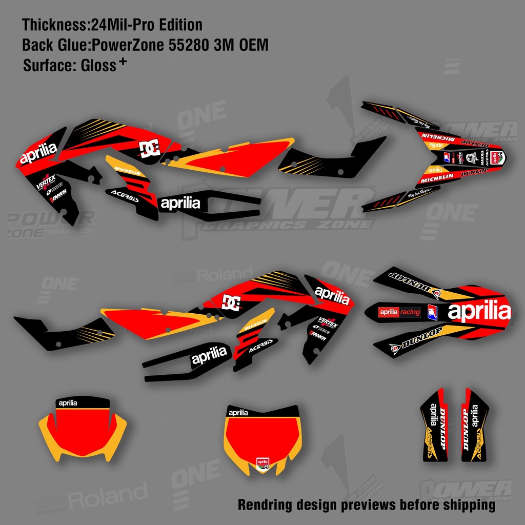 PowerZone Custom Team Graphics Decals 3M Stickers Kit For APRILIA SXV ...