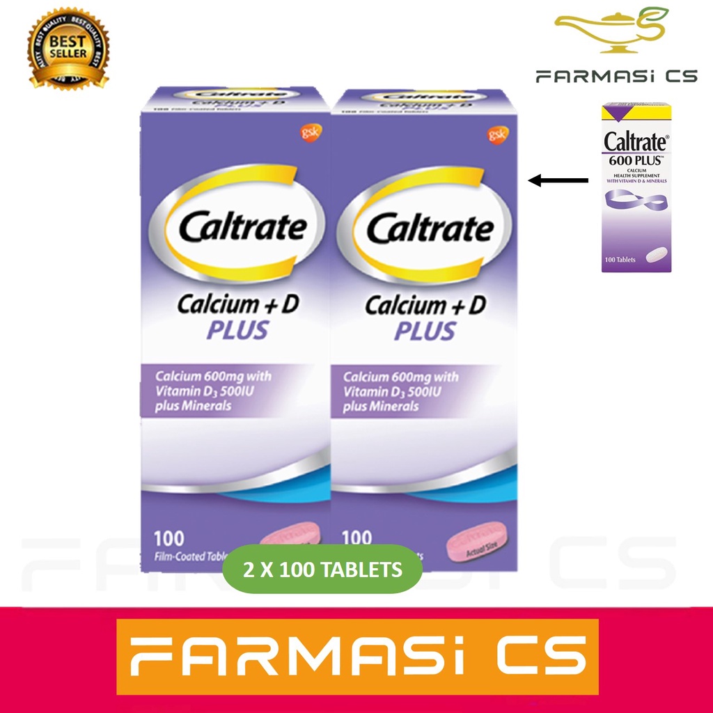 Caltrate Calcium + D Plus 100 tablets x 2 Bottles (TWIN) EXP:12/2025 ...