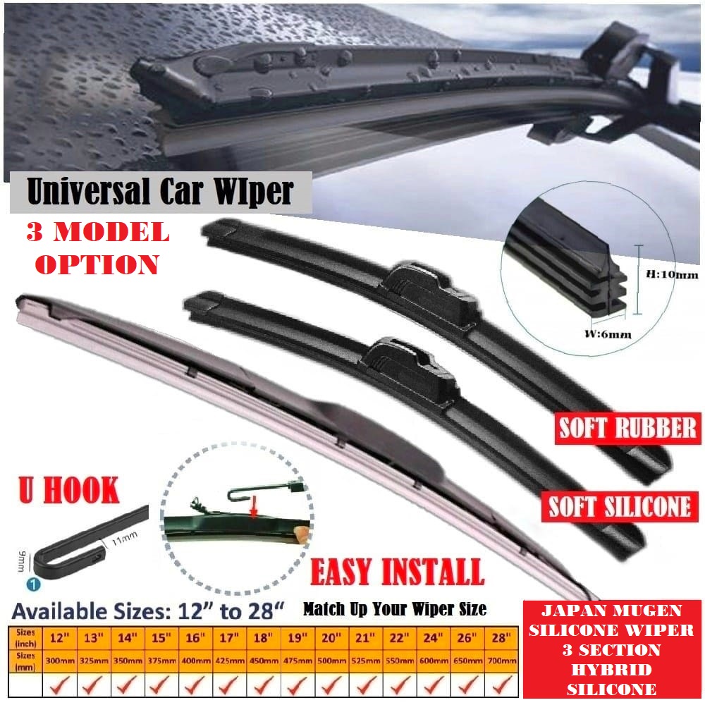 Car Wiper Blade Arm Silicone Rubber Windshield Cleaner Windscreen ...