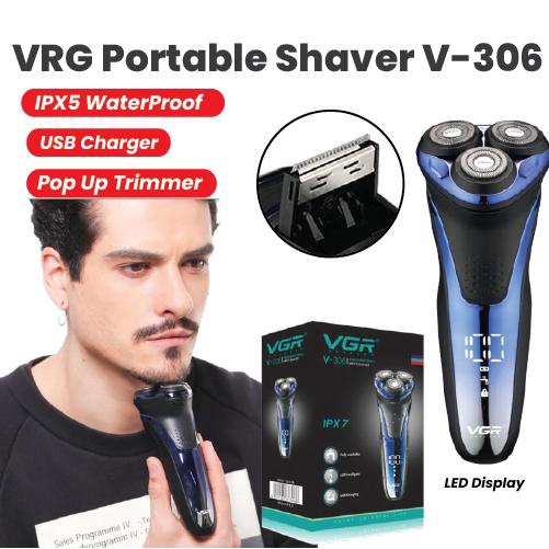 VGR V-306 Smart 3D Floating Electric Shaver Rechargeable Full Body Washable Razor Three Heads ...