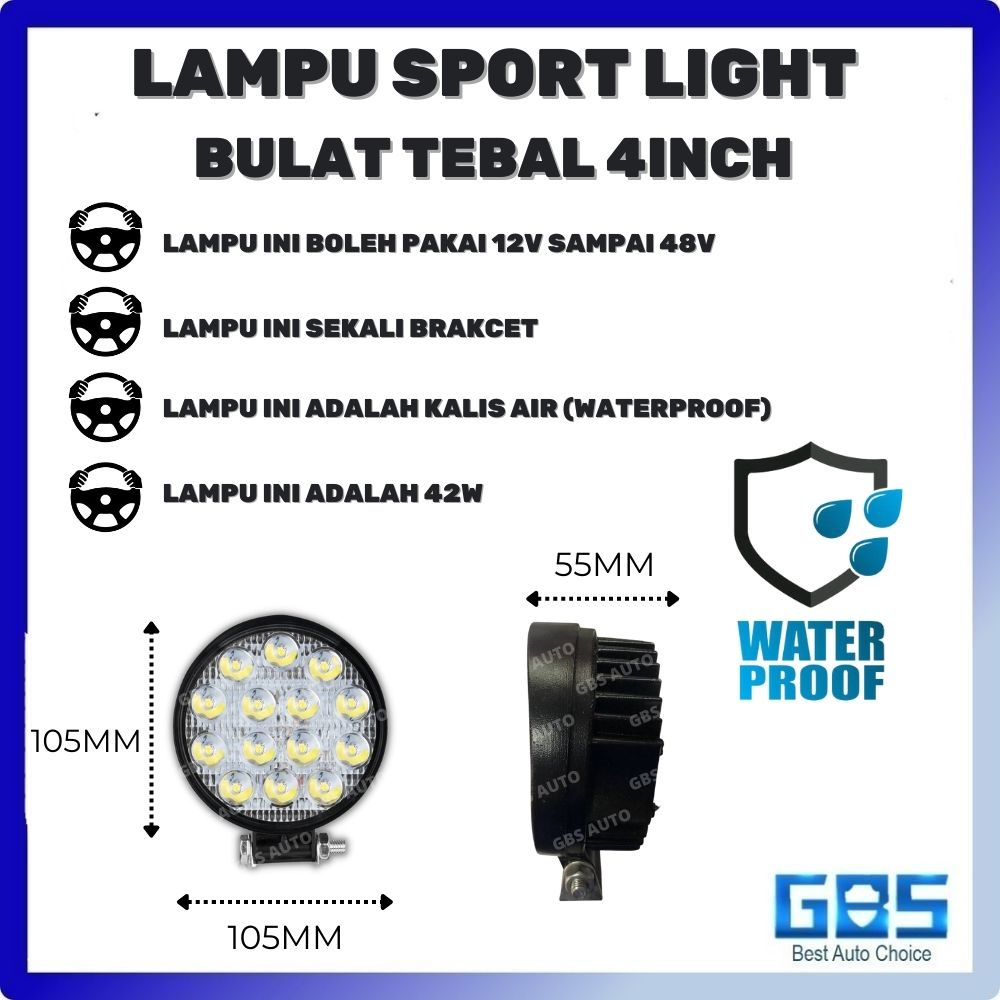GBS CAR LED LAMP SPORT LIGHT LED 3 4 INCH SQUARE ROUND 12V 24V WHITE ...