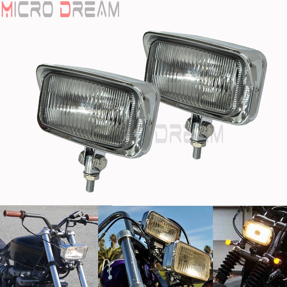 Universal Motorcycle Square Headlight Rectangular Dual Head Lamp for Harley Chopper Cafe Racer ...