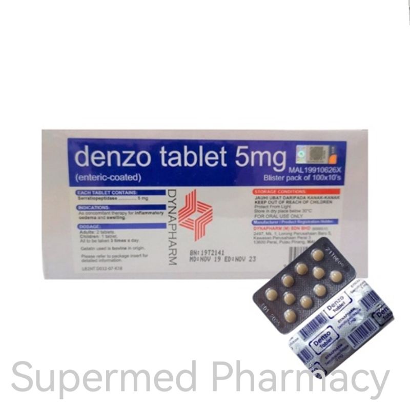 Denzo Tablet 5mg Enteric Coated (Serratiopeptidase 5mg) Surut Bengkak ...