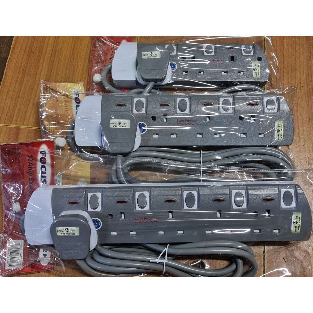 (3000W,Surge Protect) Focus 13A extension socket 3Gang 4Gang 5Gang ...