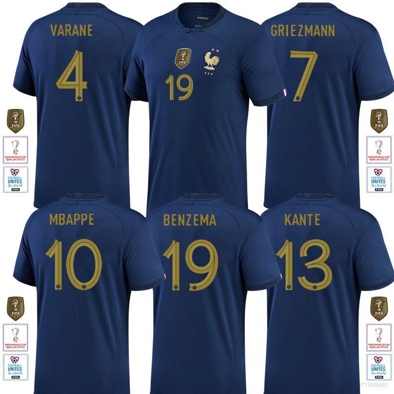 yb 22-23 World Cup France Home Jersey Football Tshirts Mbappe Griezmann ...
