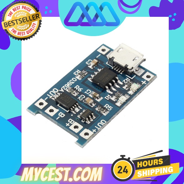 Micro USB 5V 1A 18650 TP4056 Lithium Battery Charger Module Charging ...