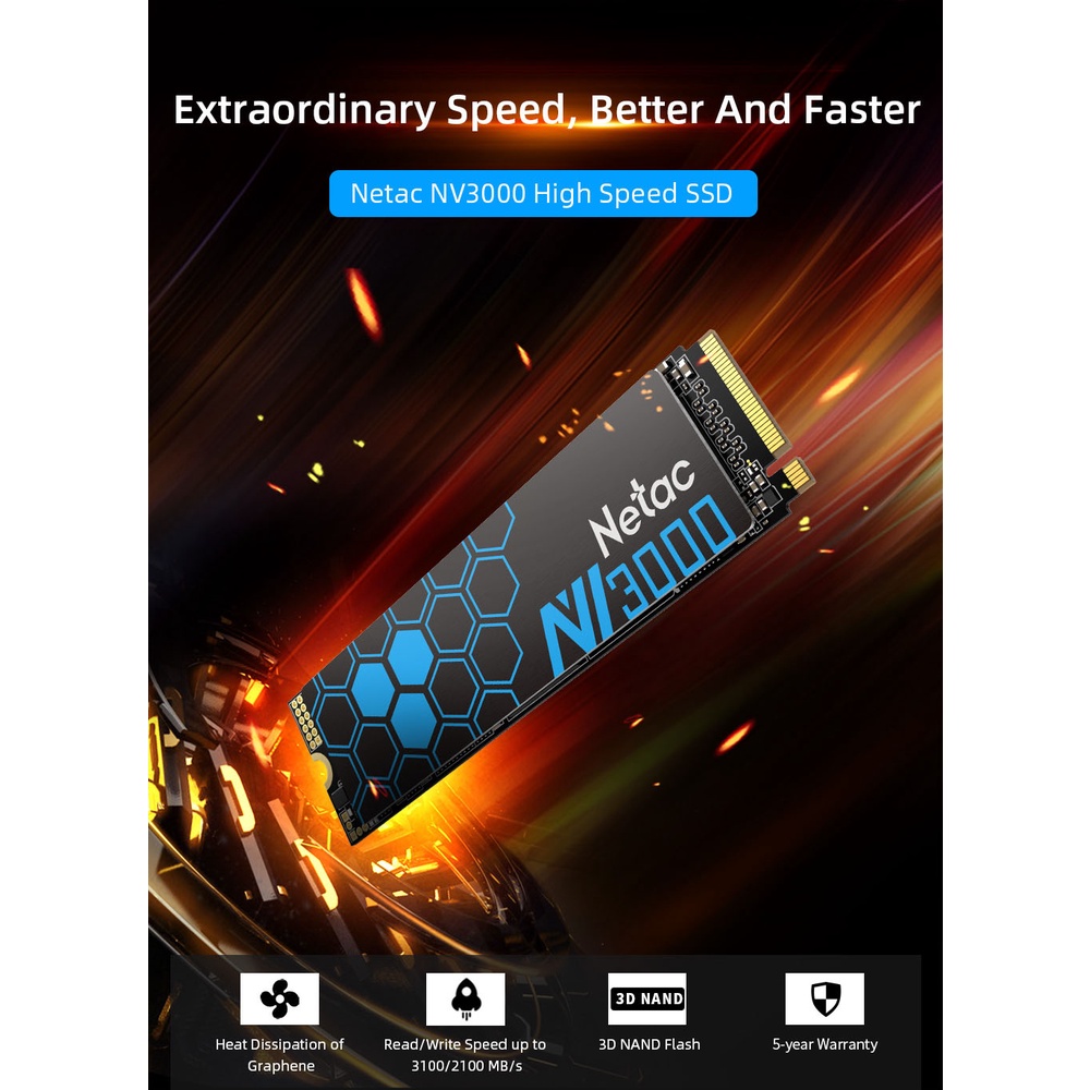 Netac Nv3000 Nvme M 2 Ssd Pcie Gen3x4 500gb 1tb Shopee Malaysia