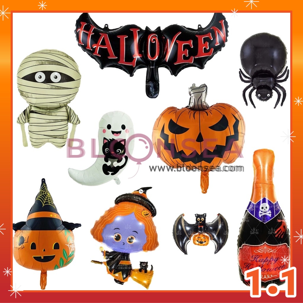Happy Halloween Balloon Set Ghost Pumpkin Boo Party Skull Lantern Witch ...