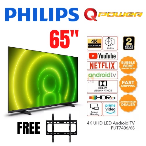 Philips 65" 4K UHD LED Android TV 65PUT7406/68 (2 Years Philips ...