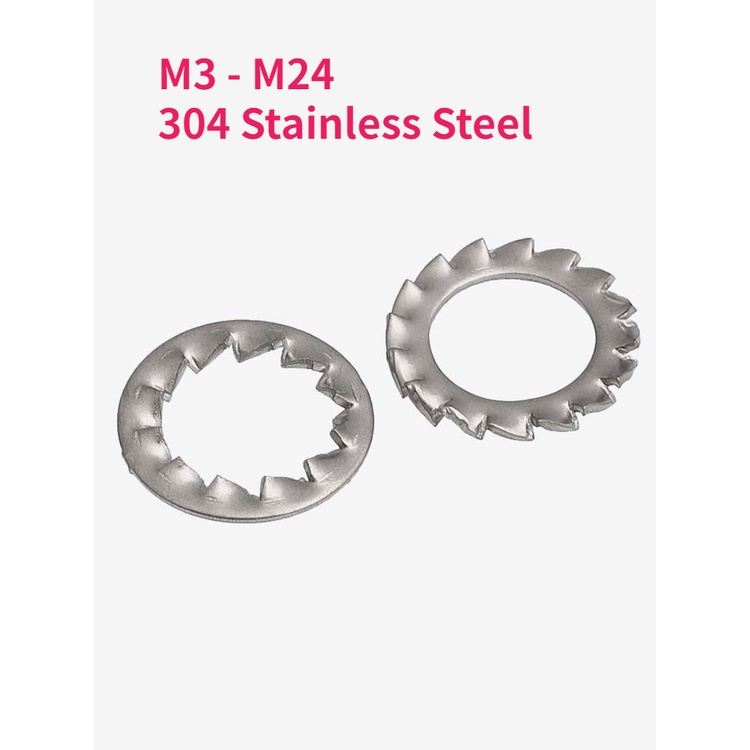 M3 M4 M5 M6 M8 M10 M12 M14-M24 304 Stainless Steel External Internal Toothed Serrated Lock ...