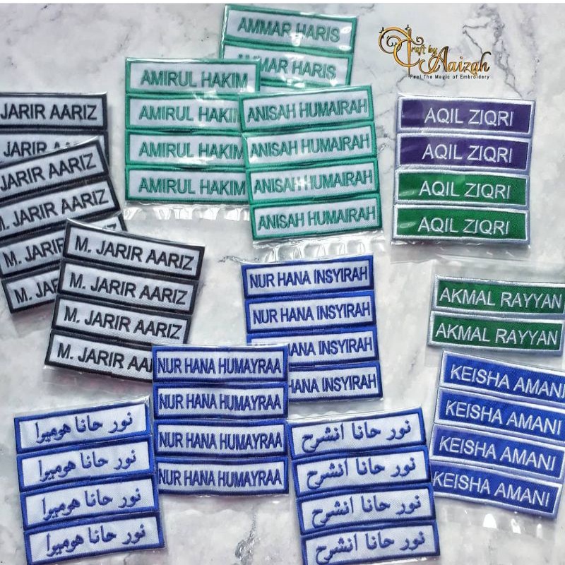 4 pcs Name Tag Sulam Sekolah / Sekolah Rendah/Sekolah Menengah (iron on ...