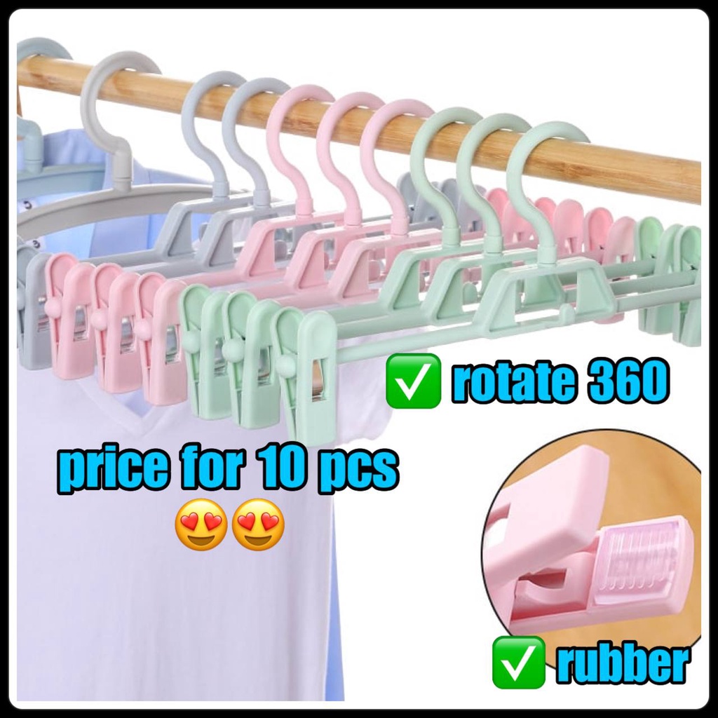 10PC Penyangkut Seluar Pants Skirt Henger Trouser Hanger Clothes Clips ...