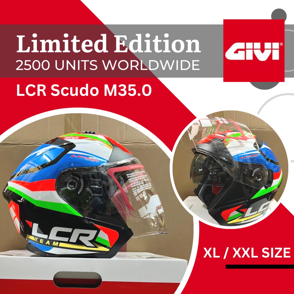 GIVI LCR Limited Edition M35.0 Scudo Double Visor Open Face Helmet Motor Helmets Topi Keledar ...