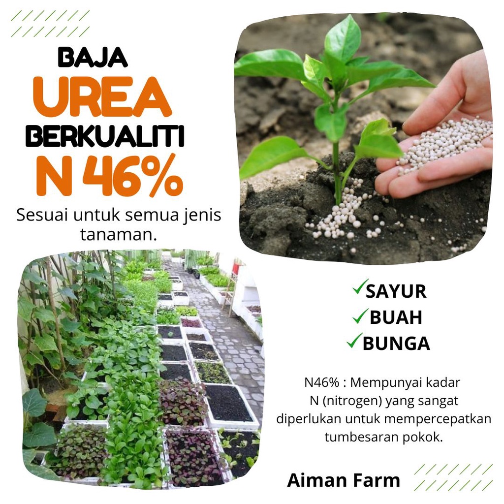 Baja UREA 46% Nitrogen - Berat 1 KG - KUALITI PREMIUM | Shopee Malaysia