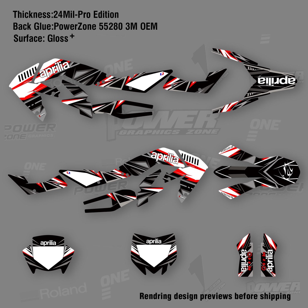 PowerZone Custom Team Graphics Decals 3M Stickers Kit For APRILIA SXV ...