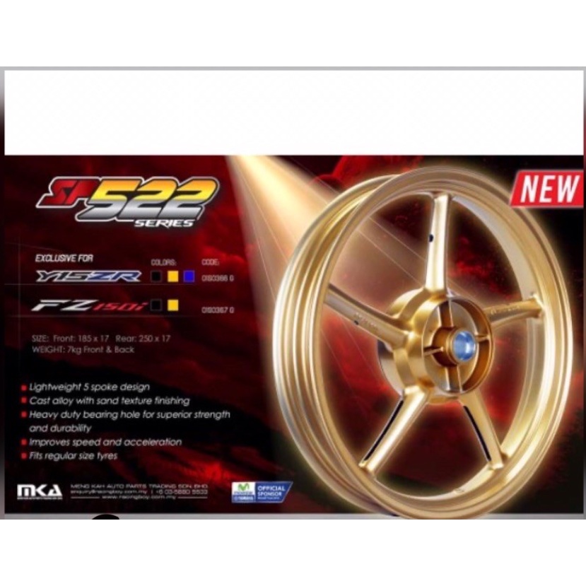 Y15 V1 V2 / Y16 ZR ORIGINAL SPORTRIM RCB Racing Boy SP 522 SPORT RIM 1. ...