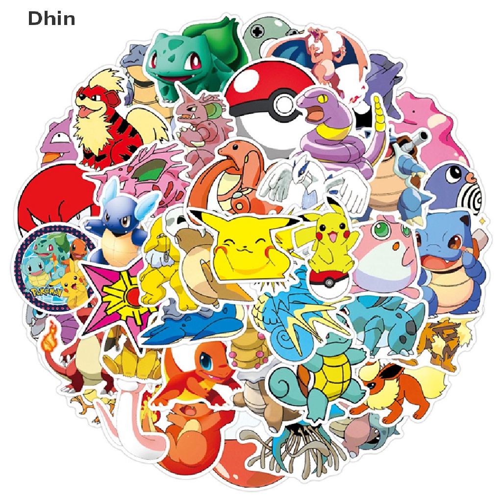 [Dhin] 50Pcs/Set Kawaii Pokemon Anime Stickers Pikachu Stickers Cartoon ...