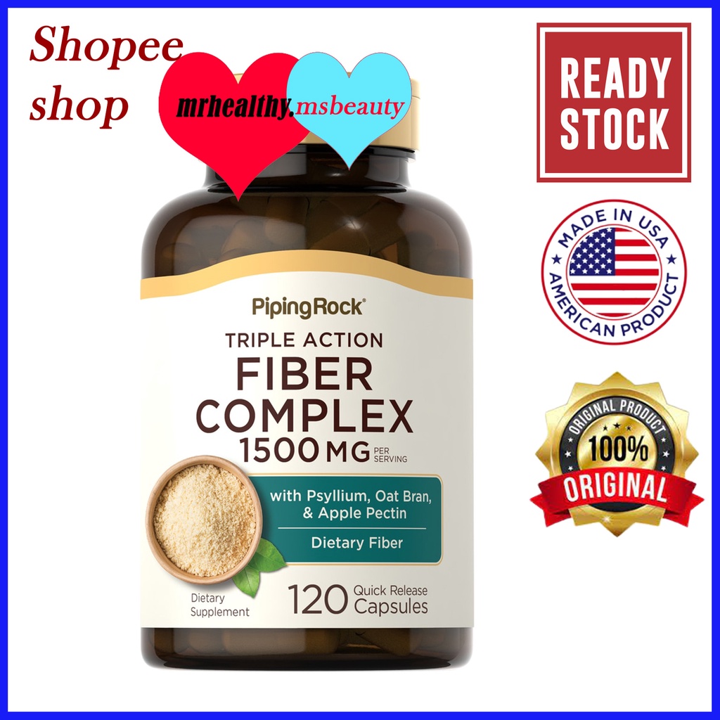 PipingRock Triple Action Fiber Complex, 120 Quick Release Capsules ...