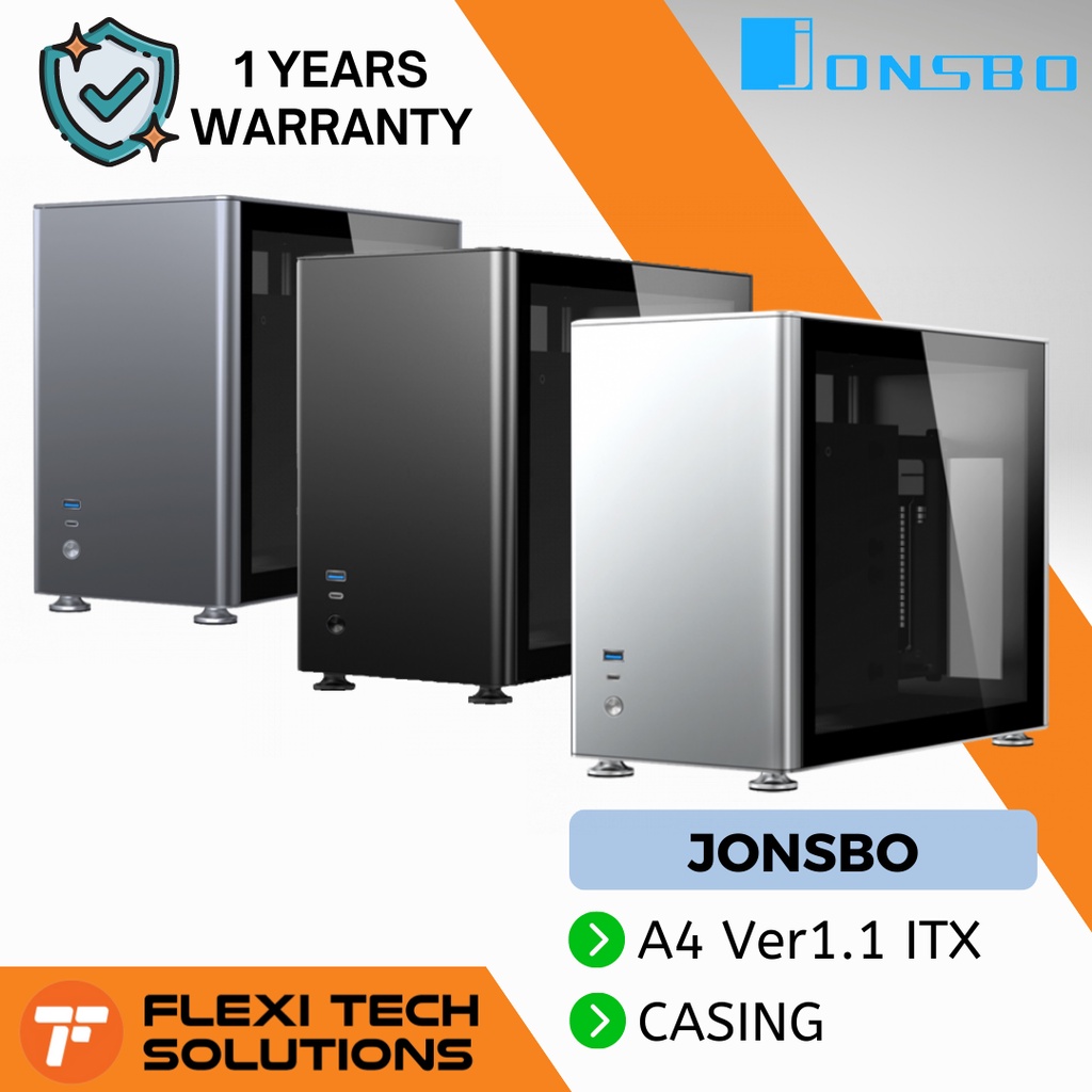 Flexi Tech JONSBO A4 VER1.1 ITX - Black / Silver / Gray PC Casing ...