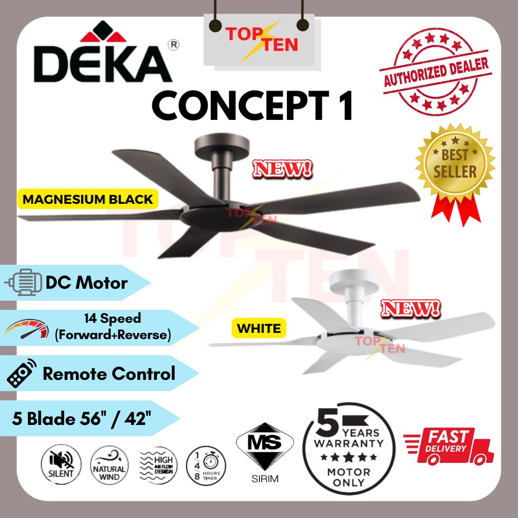 DEKA Concept 1 56" Ceiling Fan 14 Speed Remote Control With DC Motor ...