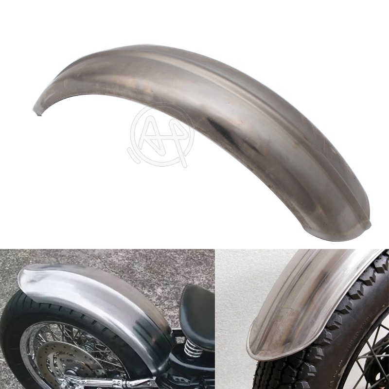 1pcs Motorcycle Old School Silver Steel Ribbed 5" Wide Rear Fender for ...
