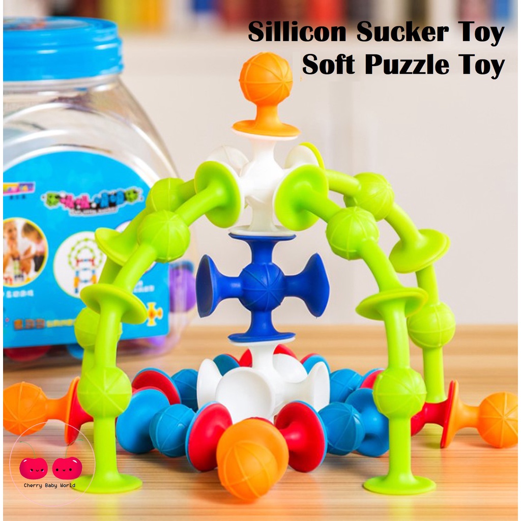Sillicon Sucker Toy Soft Building Blocks Sucker Suction Puzzle Early ...