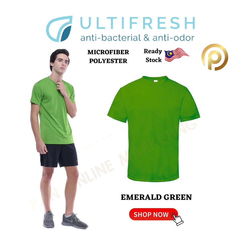 Unisex Anti Bacterial & Anti Odor Ultifresh UDF0119 Microfiber Neck T ...