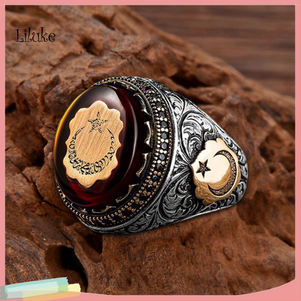 LK Lightweight Finger Ring Jewelry Accessory Business Men Red Stone ...