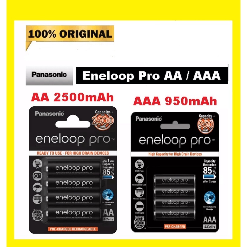 Panasonic Eneloop Pro AA / AAA Rechargeable Battery 1.2V Ni-MH NiMH ...