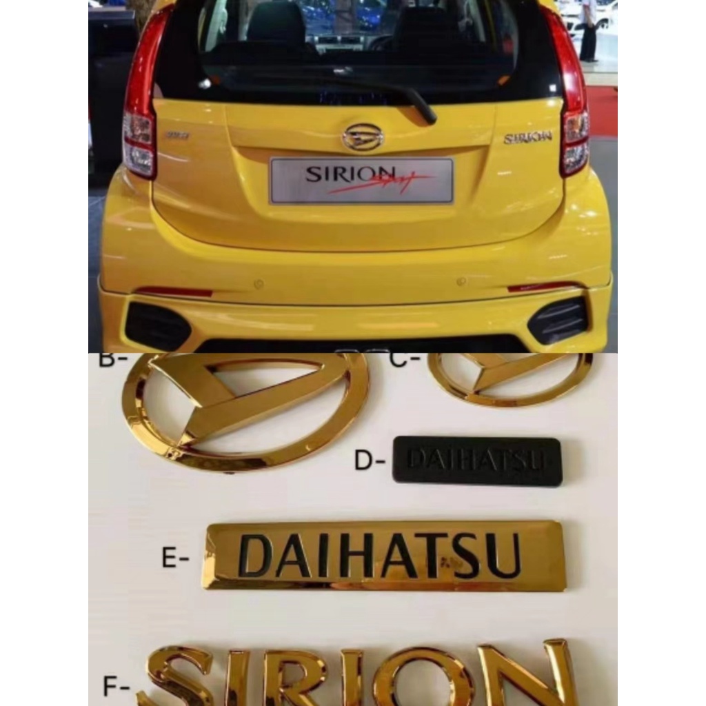 EMBLEM GOLD LOGO DAIHATSU SIRION FOR PERODUA MYVI ICON 2011 to 2016 ...