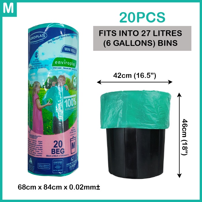 SKM (S/M/L) SEKOPLAS Replus Mini Garbage Bag Roll 20 Pcs Eco Friendly ...