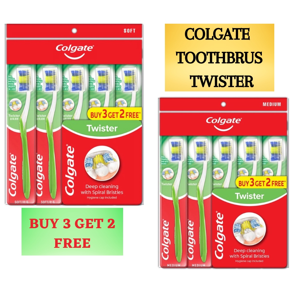 Colgate Twister Toothbrush Valuepack 5s Medium / Colgate Twister ...