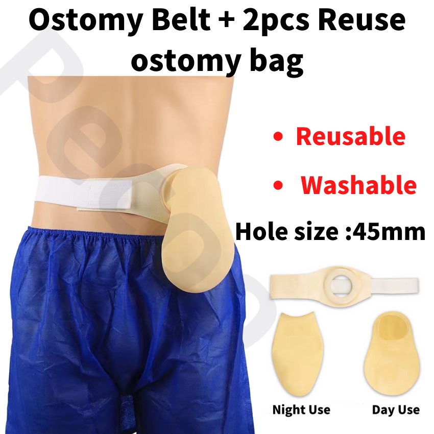 Pecoo Ostomy Belt+2Pcs Ostomy Bag Reusable Colostomy Bag Can Washable ...