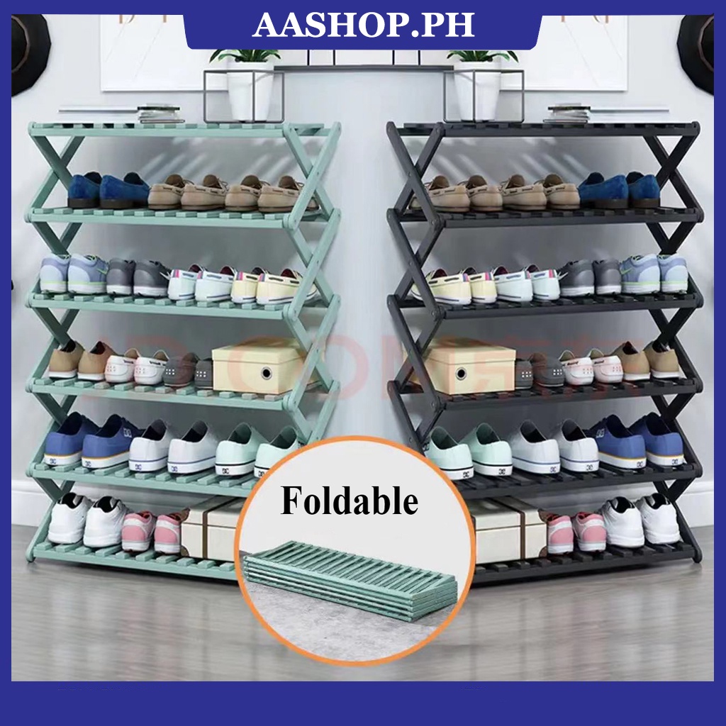5 Layer foldable Shoes Rack Tier Colored Stackable Stainless steel ...
