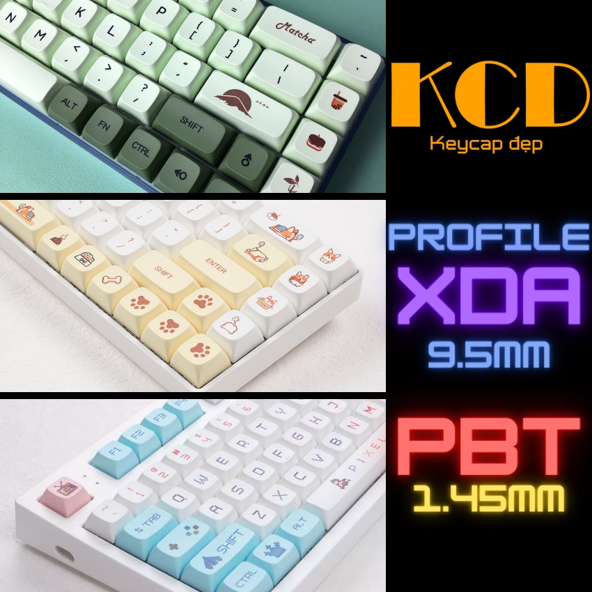 Xda profile PBT Keycap set 9.5mm, MOA, Shimmer, Matcha,... in Dyesub ...