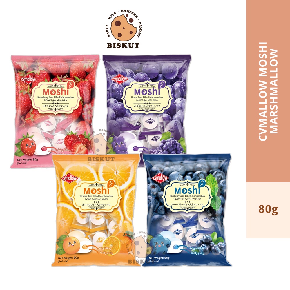 Marshmallow Cvmallow Moshi Jam Filled / Blueberry / Grape / Orange / Strawberry 80g | Shopee ...
