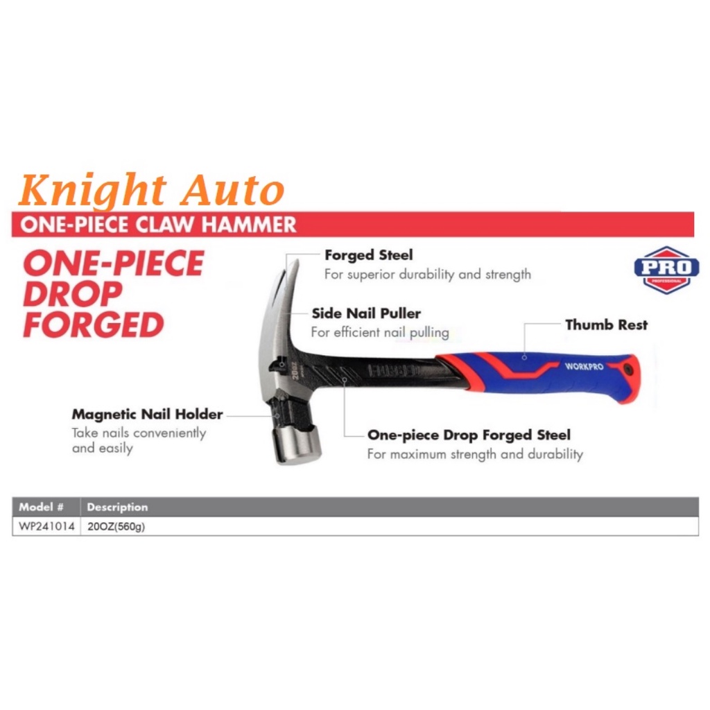 WORKPRO WP241014 One-Piece Drop Forged Claw Hammer 560g | Shopee Malaysia WORKPRO WP241014 One-Piece Drop Forged Claw Hammer 560g | Shopee Malaysia