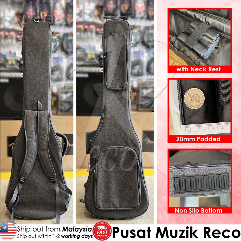 RM 20mm Thick Padded Electric BASS Guitar Bag with Neck Rest Double ...