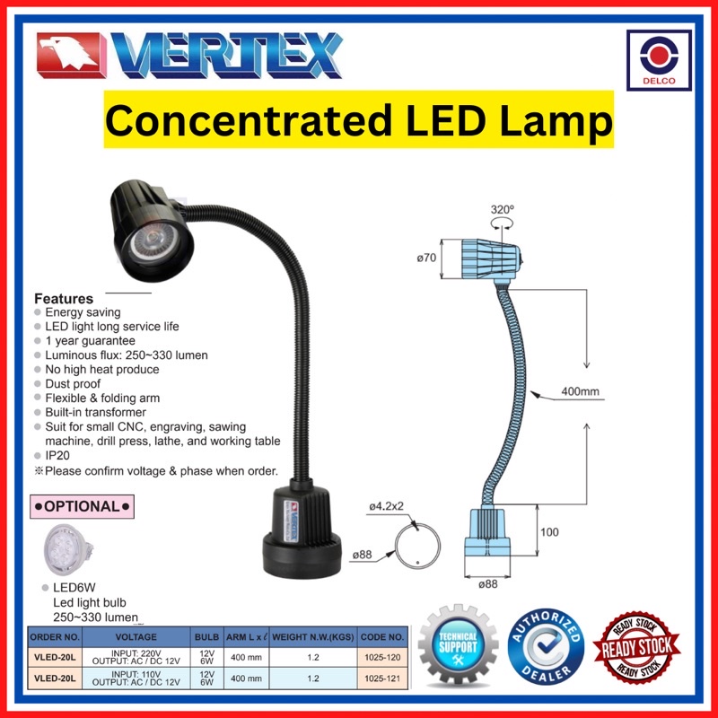 VERTEX TAIWAN VLED-20L Concentrate LED Lamp with transformer and ...