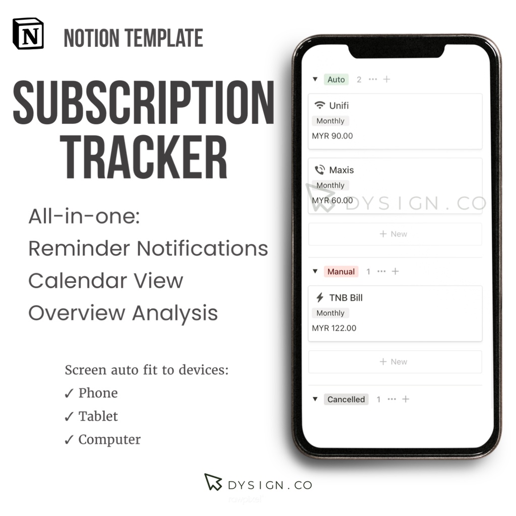 [ Subscription Tracker Notion Template ] Digital Planner Notion Template Financial Planner ...
